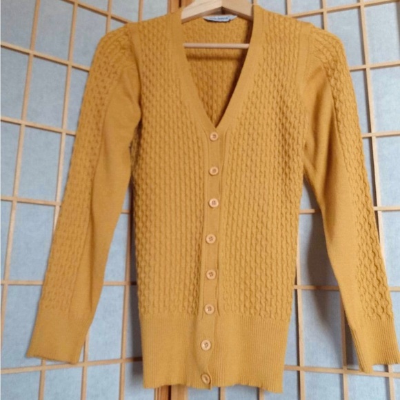 Sweaters | Mustard Yellow Knitted Sweater Button Down Jacket Cardigan ...